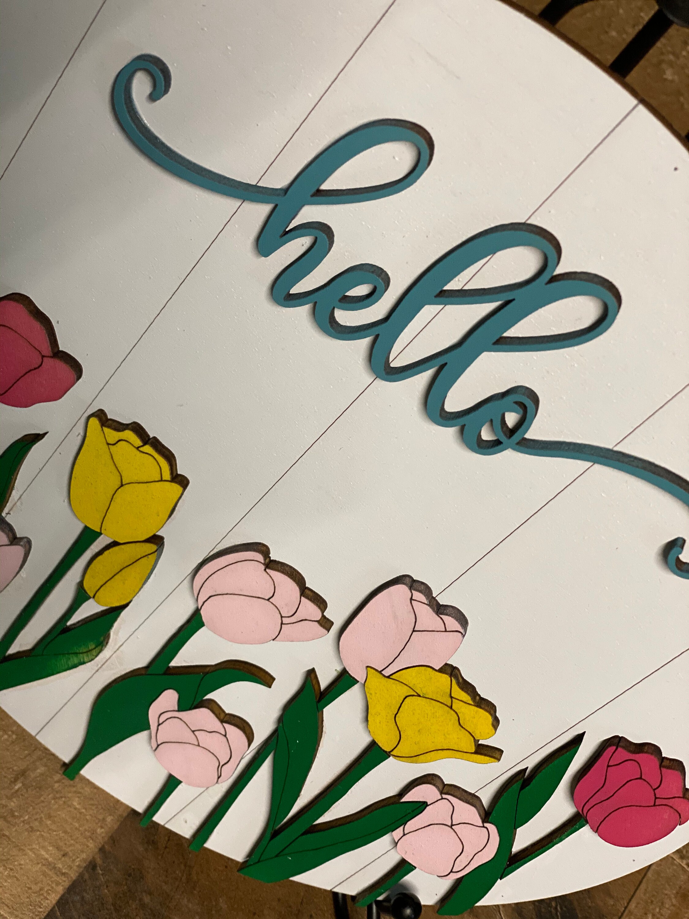 Hello Spring Tulip Decor Door Hanger Sign Display Multiple - Etsy