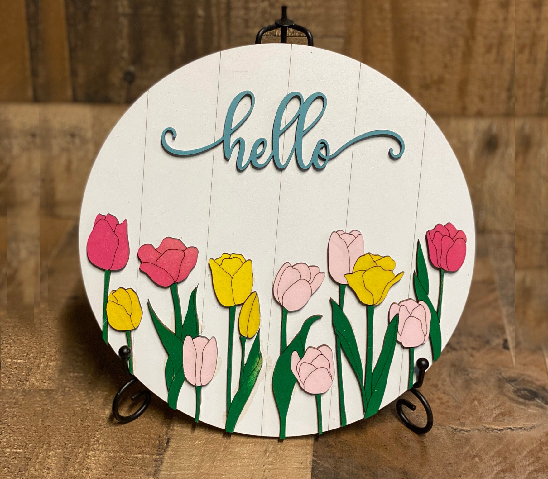 Hello Spring Tulip Decor Door Hanger Sign Display Multiple - Etsy