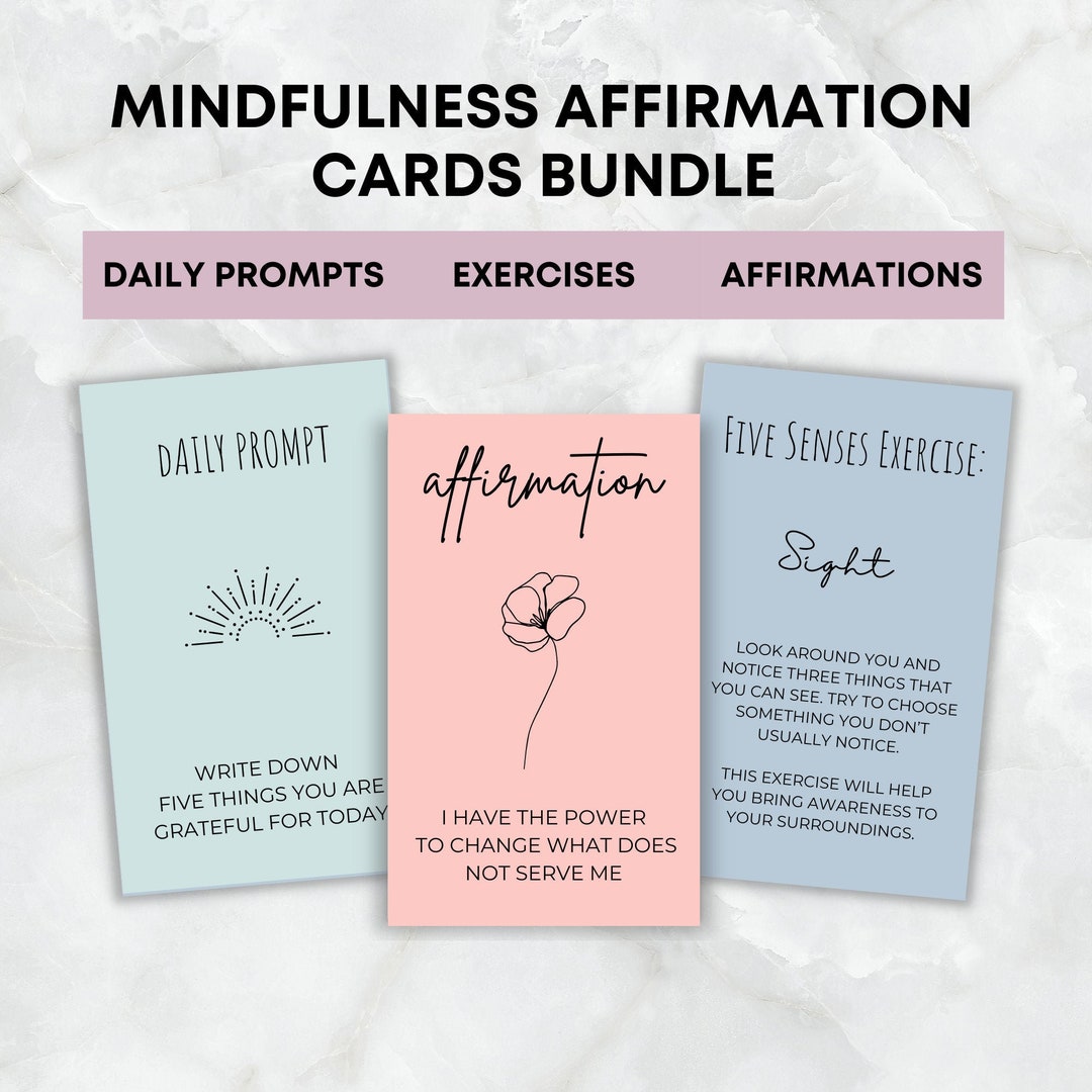 Mindfulness Cards Printable, Mindfulness Gift, Mindfulness Breathing ...