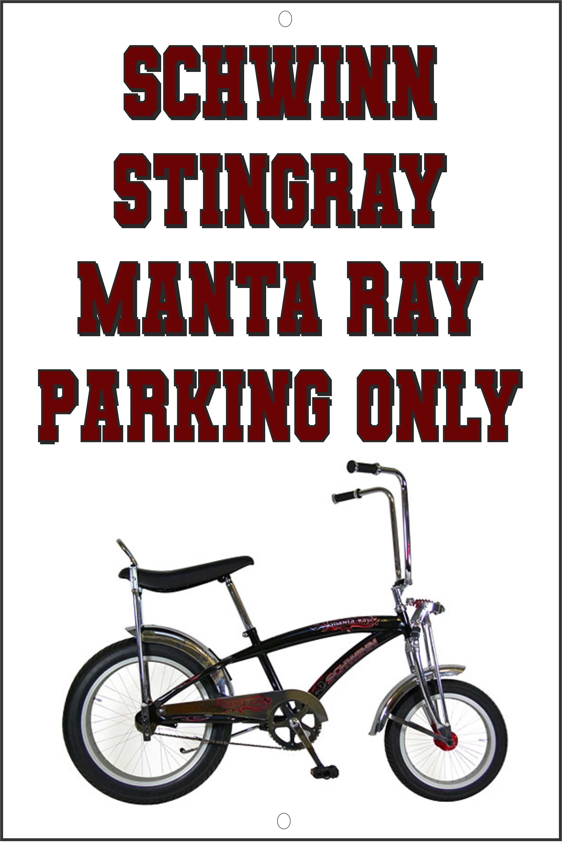 Schwinn Stingray Manta Ray Bicycle Parking Only Sign-free US - Etsy