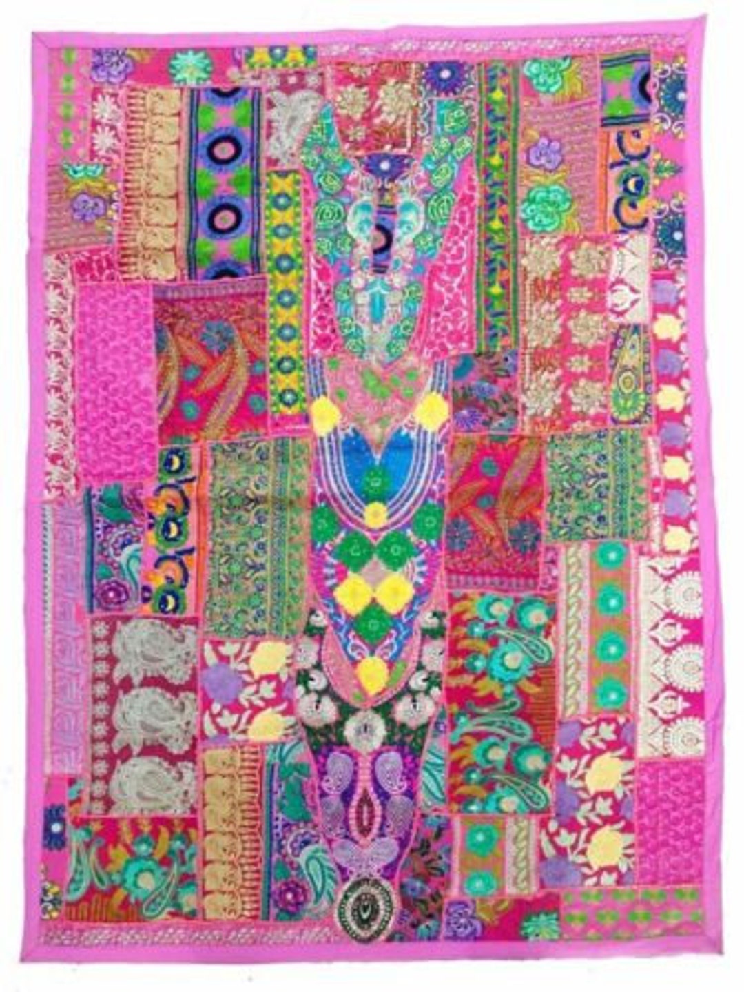 Heavy Embroidered Indian Wall Hanging Handmade Sari Zari Work Tapestry ...
