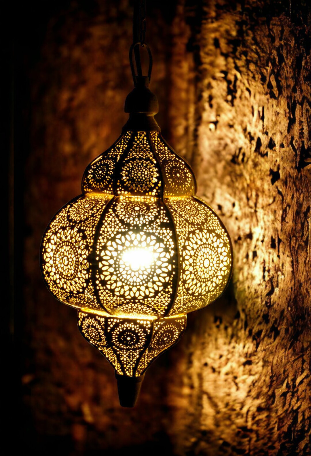 Indian Pendant Lighting Hanging Ceiling Metal Decor Moroccan Lamp gold ...