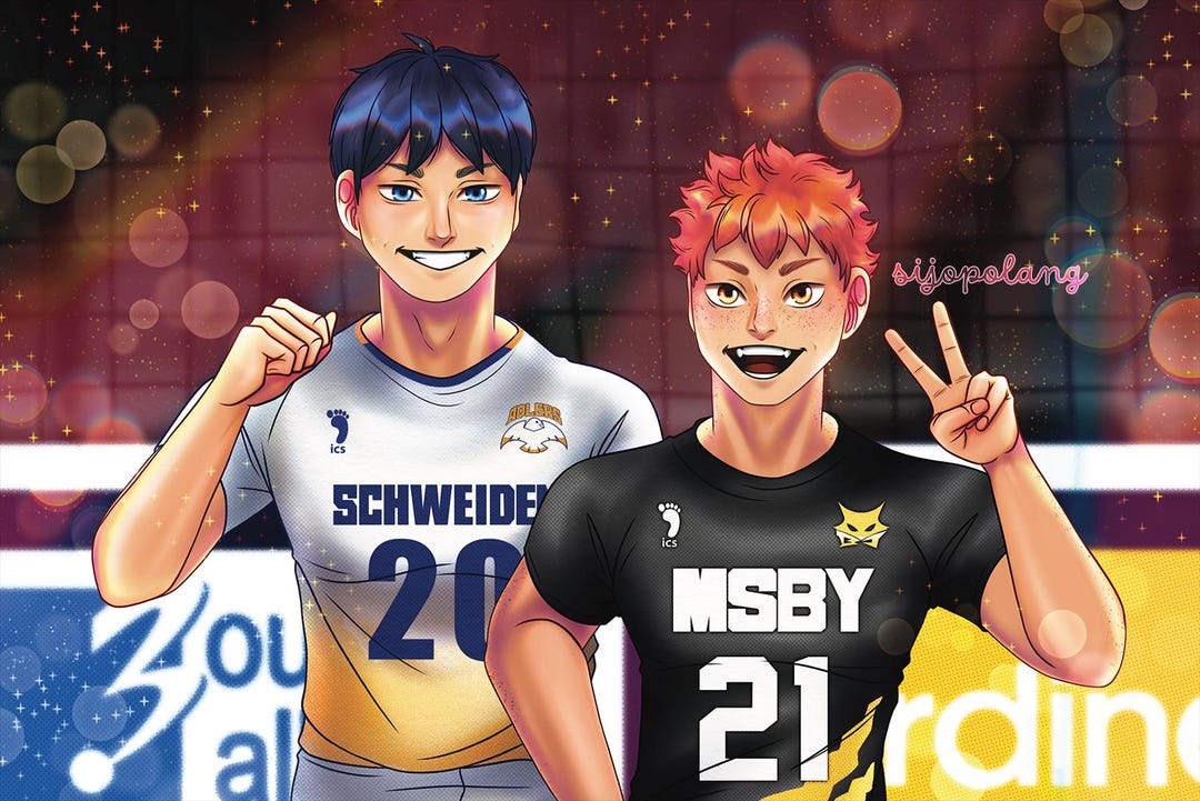 HQ!! Timeskip Kagehina Team Jersey Prints || Volleyball Anime Art ...