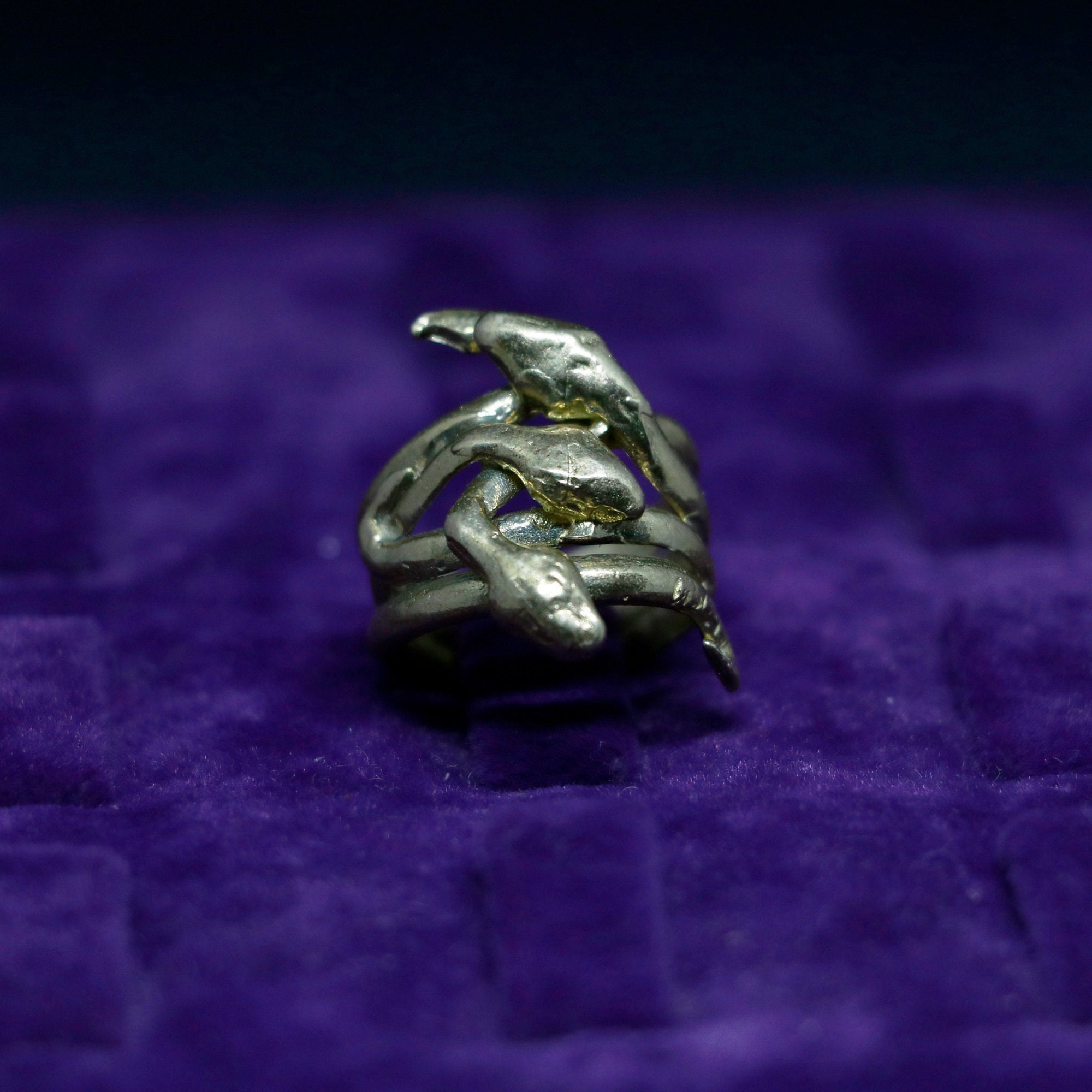 Three Snake Head Bronze-silver Ring, Handmade Snake Ring - Etsy
