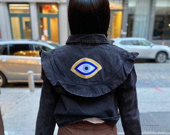 Denim Jacket With Evil Eye - Etsy