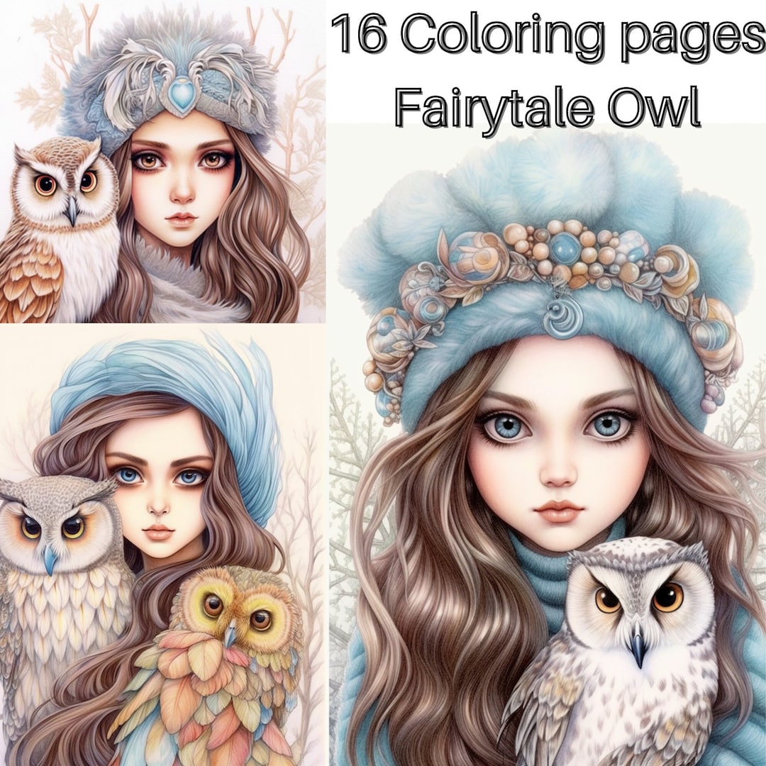 Fairy Tale Owl Coloring Book Printable Adult Kids Coloring Pages ...