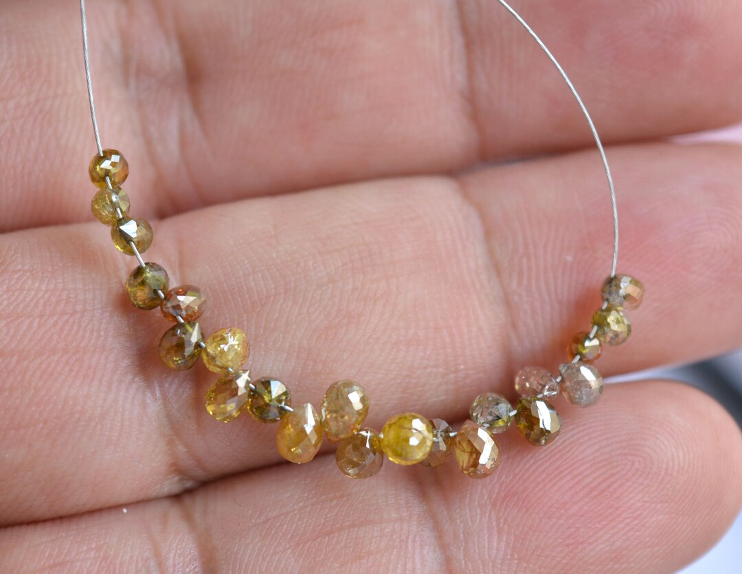 Faceted Teardrop Diamond, 3.20mm 3.90mm, Yellow Red Diamond Briolette ...