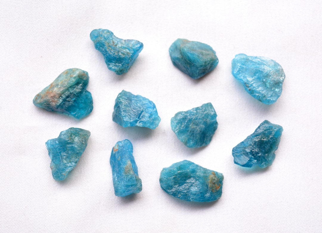 Apatite Rough Gemstone, 12mm - 17mm Size, Neon Blue Apatite Raw ...