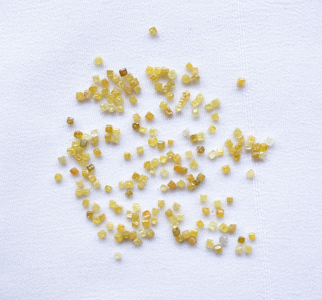 Natural Diamond Cubes, Rough Uncut Yellow Diamond, Conflict Free, Loose ...