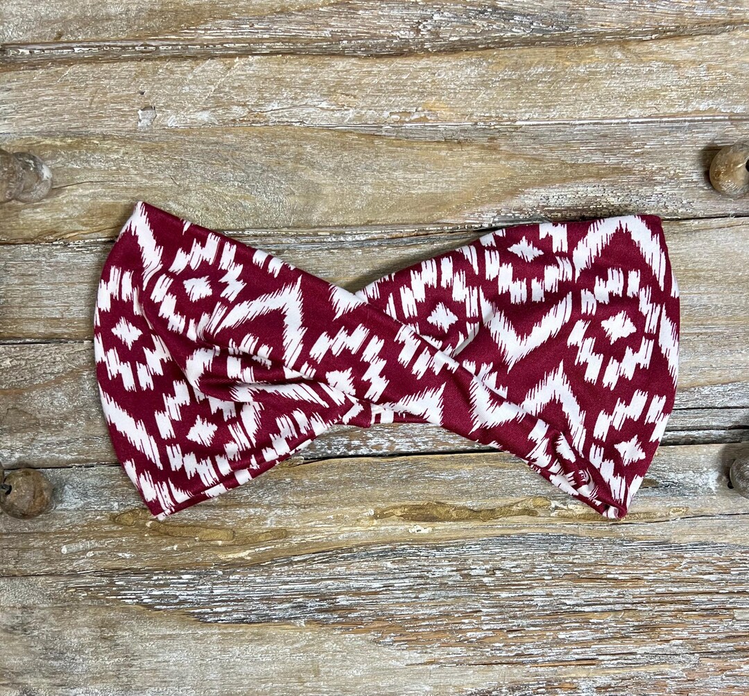 Maroon Aztec Headband/headwrap/turban - Etsy