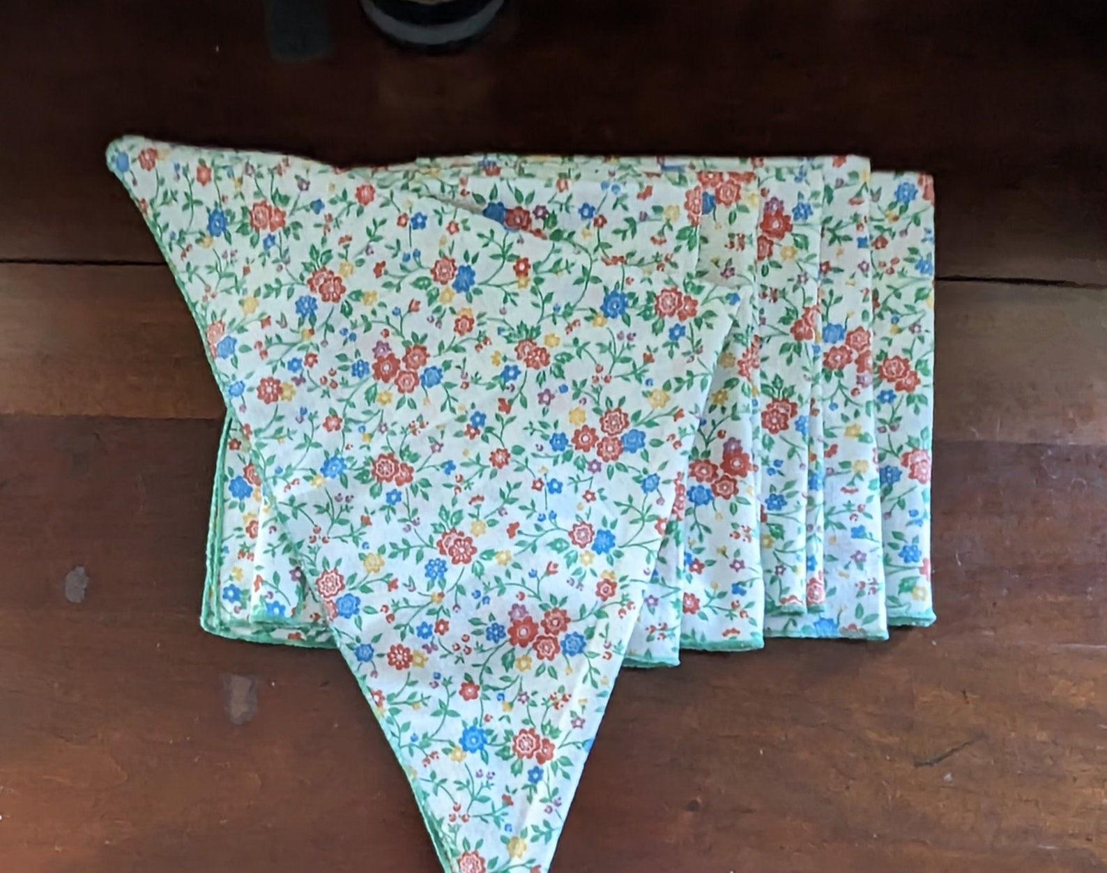 Vintage Set of Six Cotton Dinner Napkins, 16 X 16 Inch Floral Napkins ...