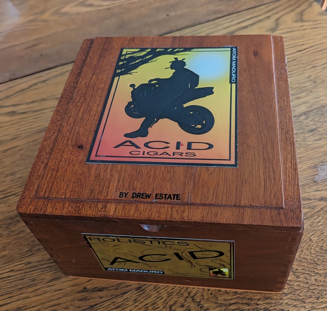 Vintage Cigar Box, Holds 24 Cigars, Atom Maduro Acid Cigar Box, Made in ...