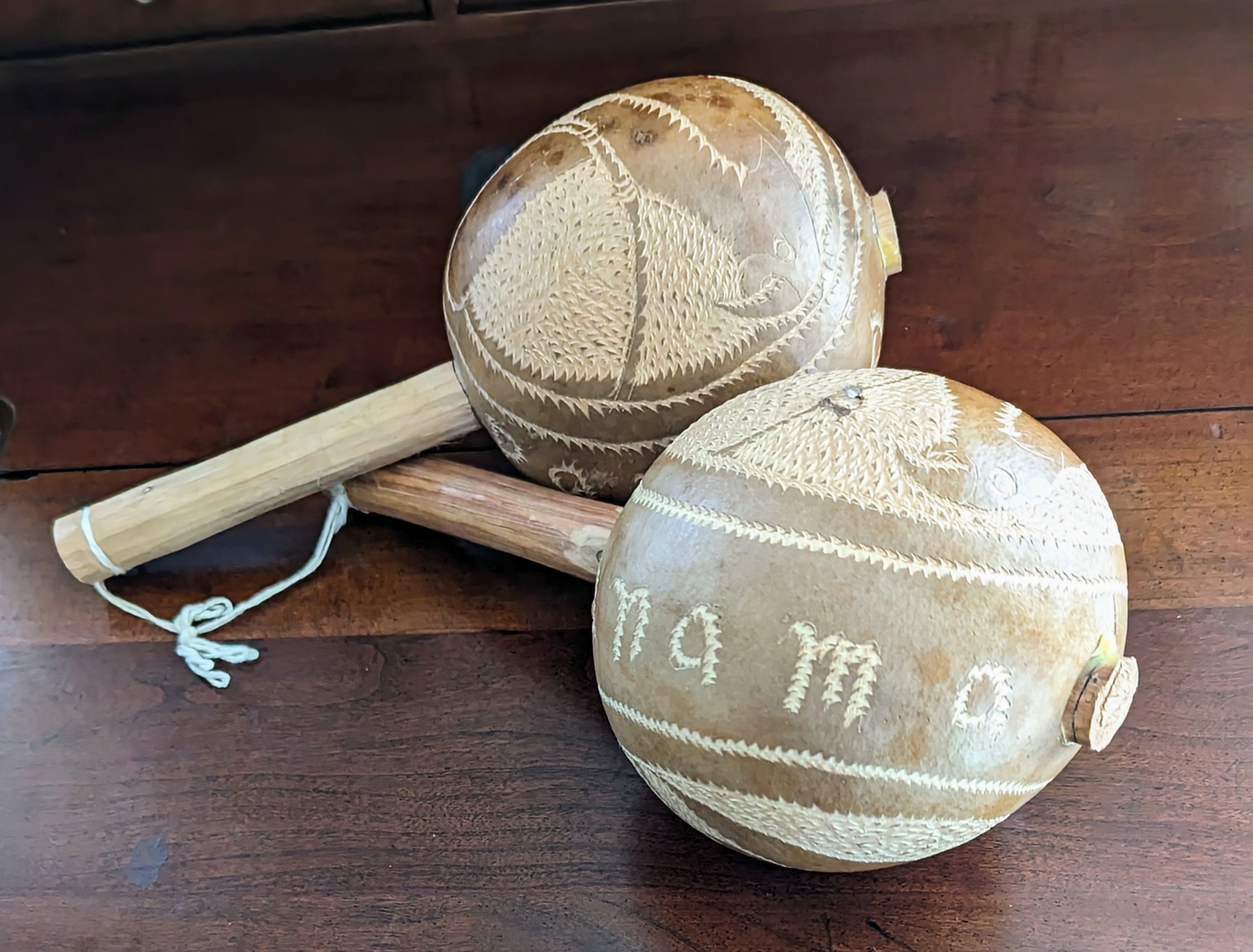 Pair of Maracas From Panama, Handmade Maracas, Decorated With Birds ...
