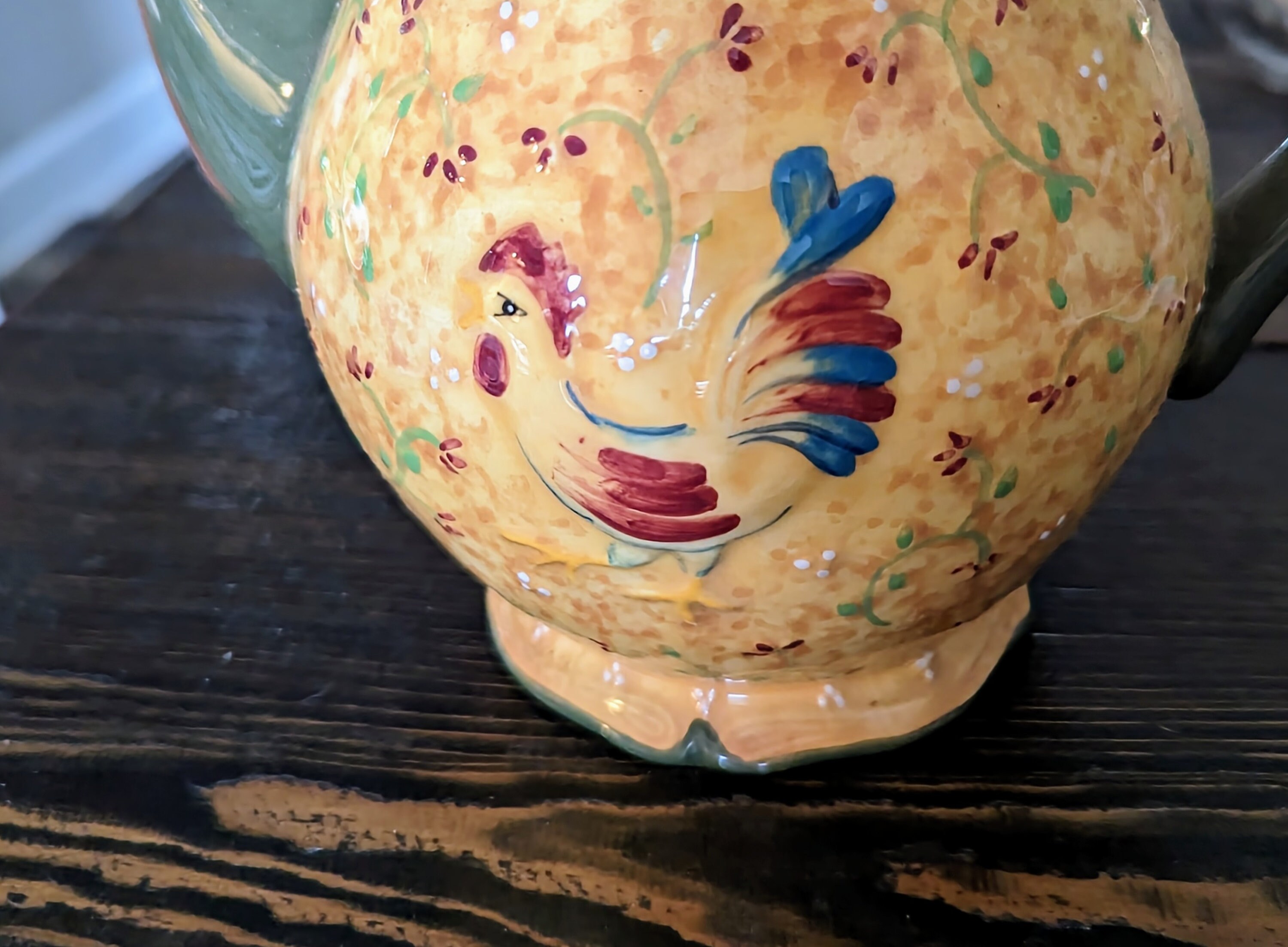 Bella Casa by Ganz Teapot With Rooster Motif, Hand Painted Rooster ...