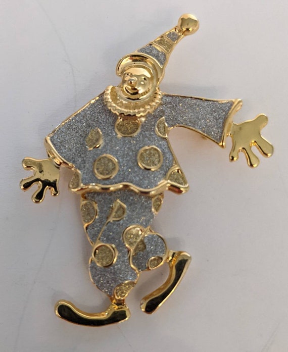 Vintage clown brooch, pave type finish. - Gem