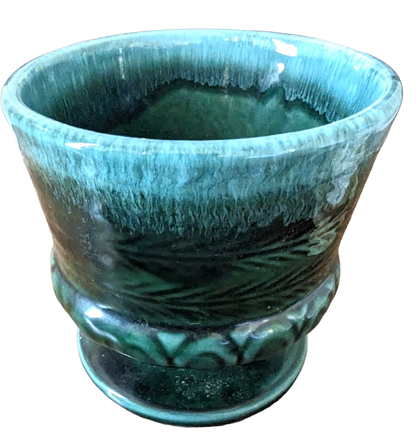 Vintage Hull Deep Forest Green Planter With Teal Drip Glaze at Top ...
