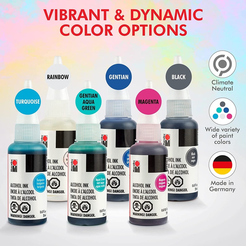 Marabu Alcohol Ink Set - Clastic Colors Set - for Epoxy Resin, Tumbler ...