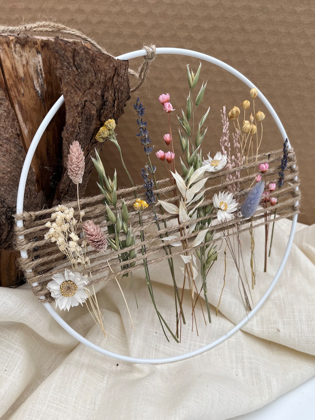 Dried Flowers Metal Ring Colorful Pastel Loop Flower Wreath Dried ...