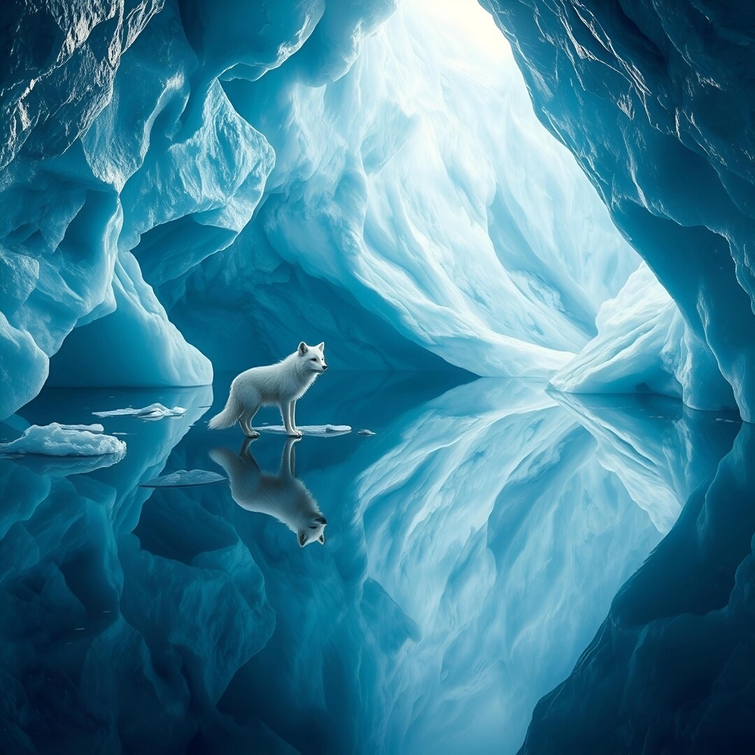 Instant Download 2 X AI Generated Images: Artic Fox in an Ice Cave. - Etsy