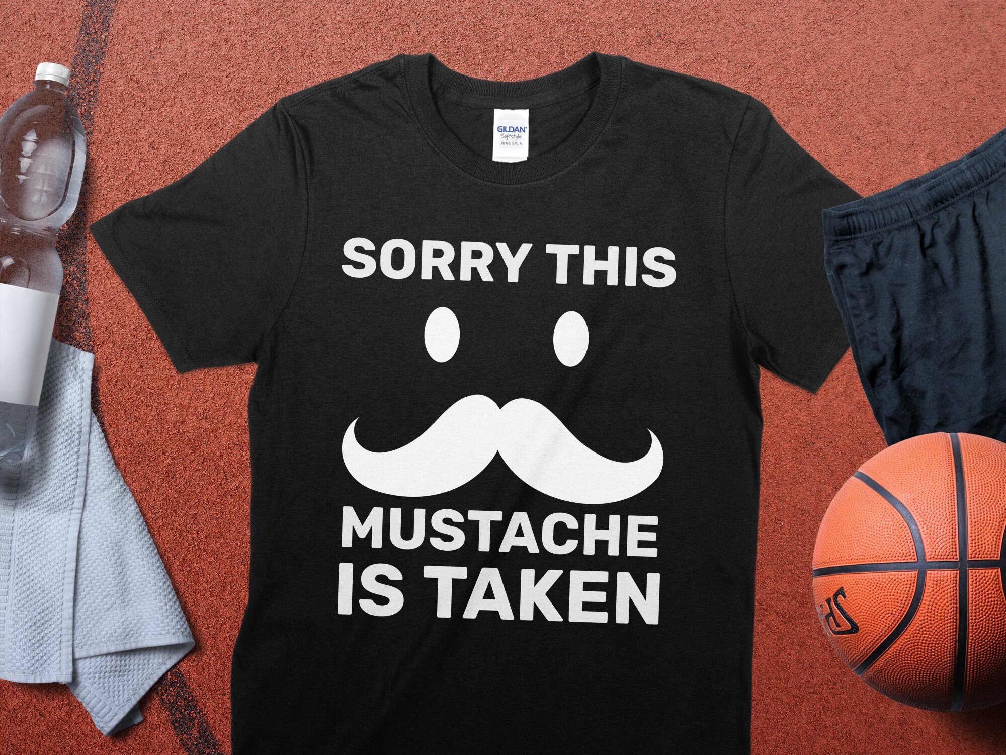 Funny Mustache T-shirt, Sorry This Mustache is Taken Tee, Black and ...