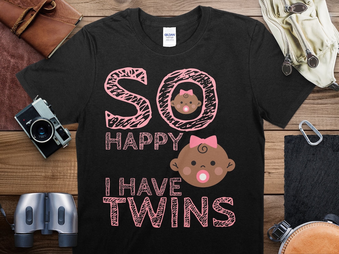 Cute Twins Announcement Tee so Happy I Have Twins Pink Graphic T-shirt ...