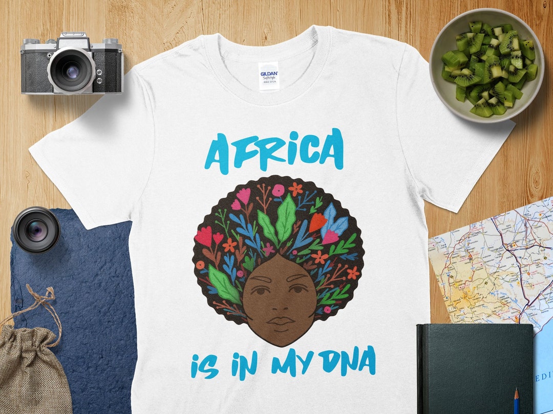 Women's Africa-inspired T-shirt, Floral DNA Graphic, Colorful Casual ...