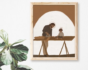 St Joseph and Jesus Fine Art Print St Joseph the Worker Painting ...