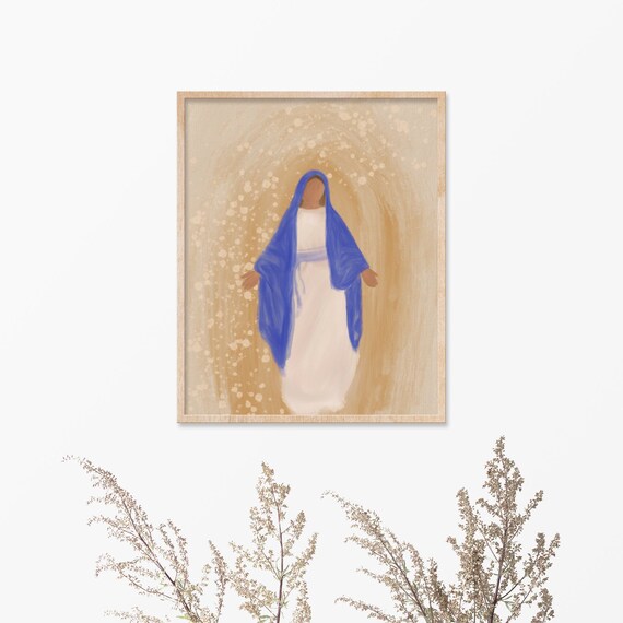 Blessed Virgin Mary Catholic Art Print Miraculous Medal | Etsy