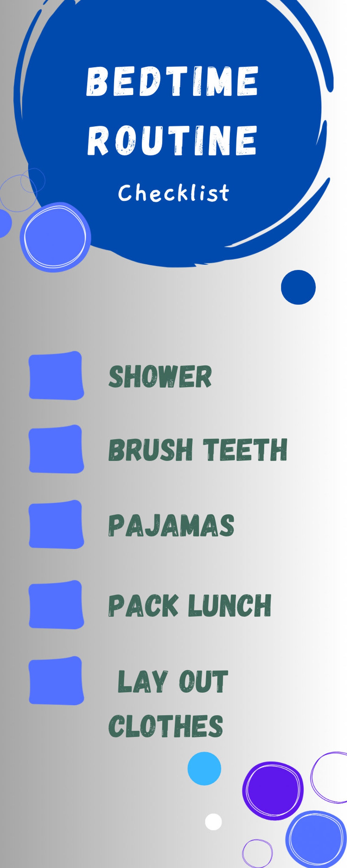 Printable Hygiene Routine Checklist Children Preteens Teens Instant ...