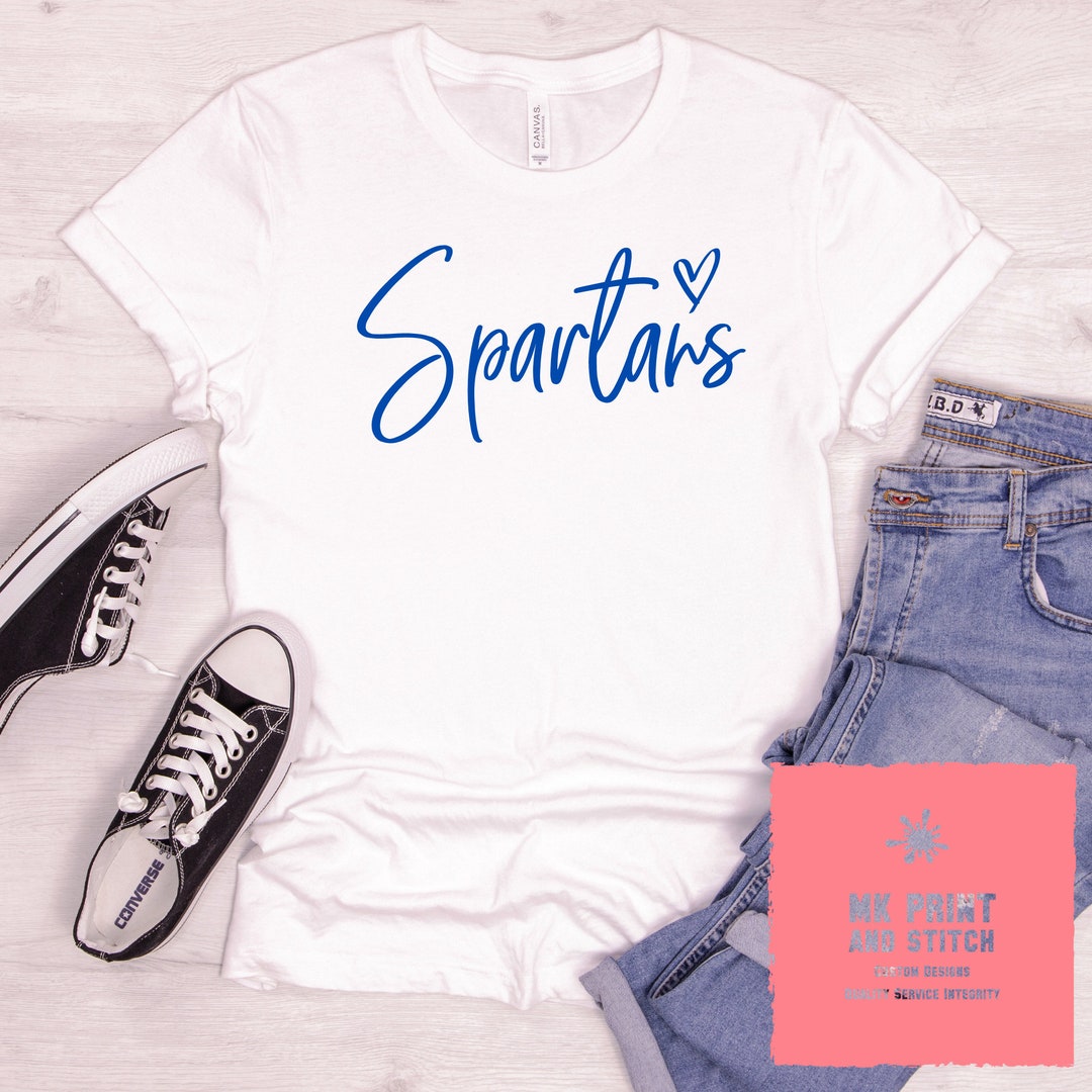 Spartans With Script and Heart Spirit T-shirts for Teachers, Spartan ...