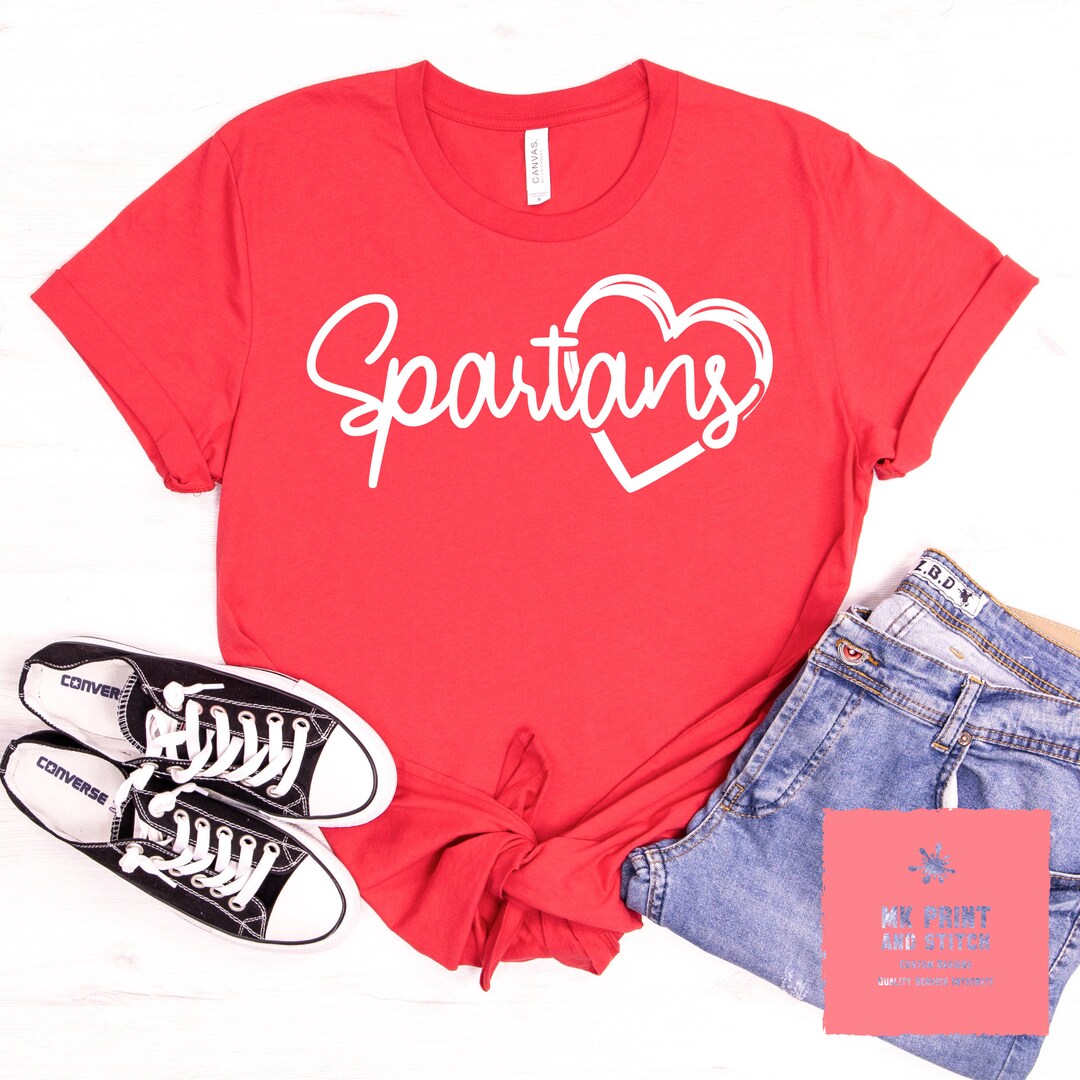 Spartans With Double Heart Spirit T-shirts for Teachers, Spartan Fan ...