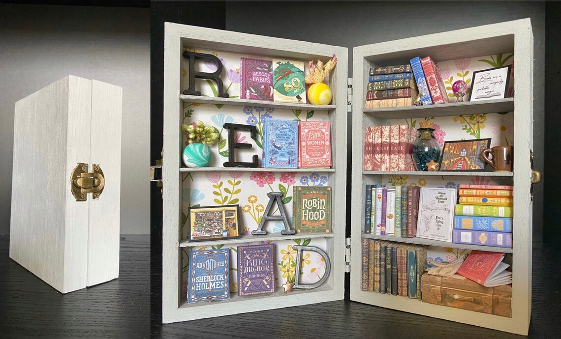 Custom Little Box Library Miniature Bookshelf Perfect Gift - Etsy
