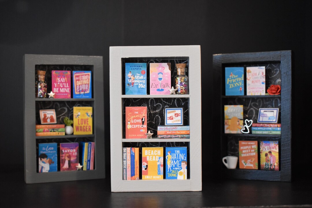 Romance Trope Tiny Shelf miniature Bookshelf Featuring Books With ...