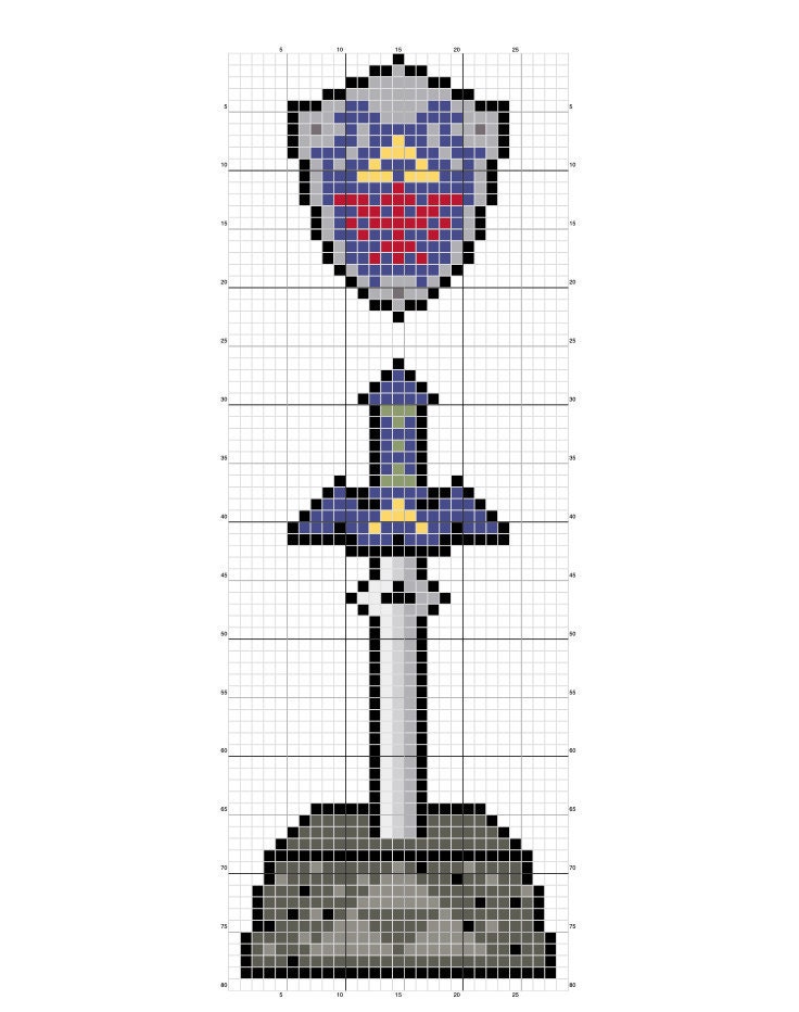 Pattern for Legend of Zelda Master Sword and Hylian Shield Cross Stitch ...