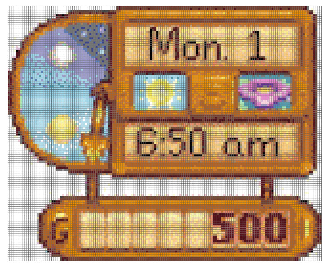 Pattern Stardew Valley Day Cycle Time Clock Wallet Cross Stitch PDF - Etsy