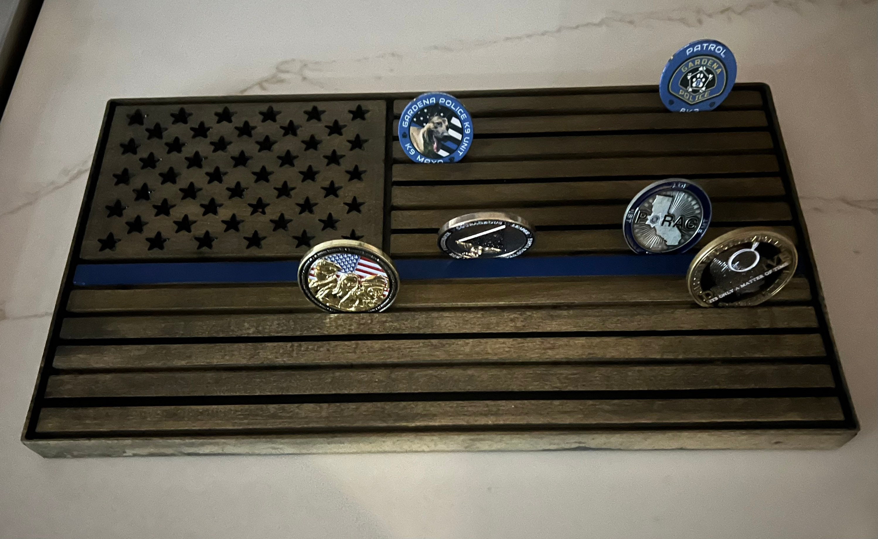 Thin Blue Line Desktop Challenge Coin Holder - Etsy