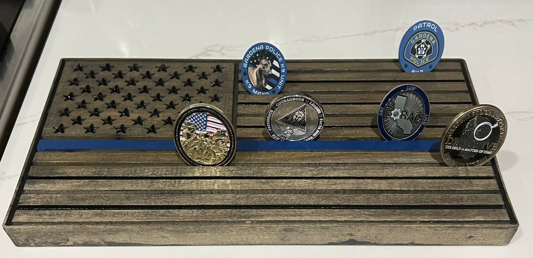 Thin Blue Line Desktop Challenge Coin Holder - Etsy