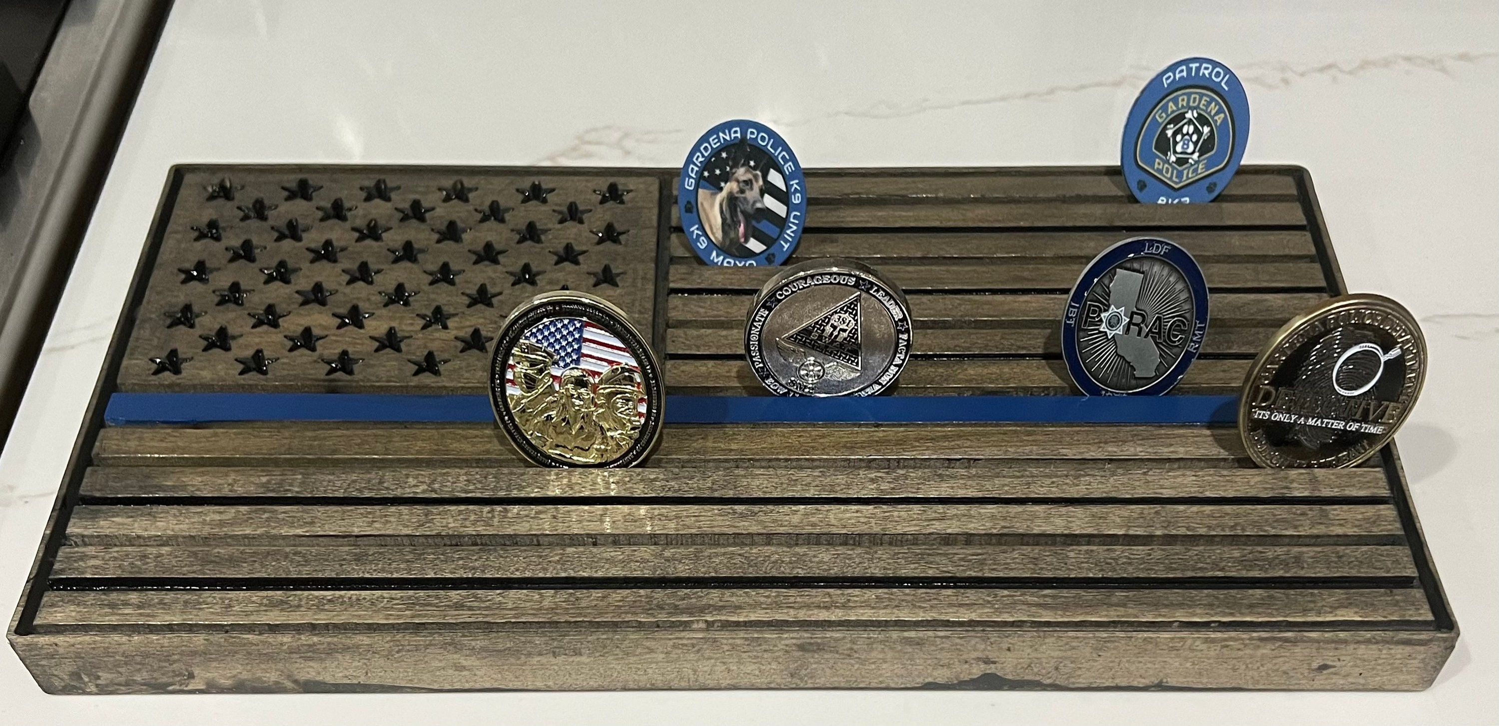 Thin Blue Line Desktop Challenge Coin Holder - Etsy