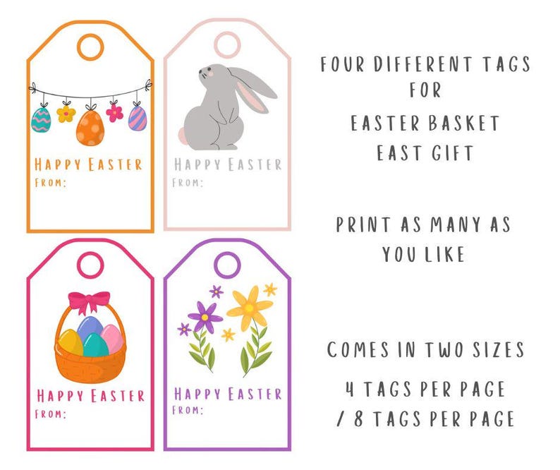 Easter Gift Tags Printable – Cute Easter Basket Tags for Kids – Spring ...