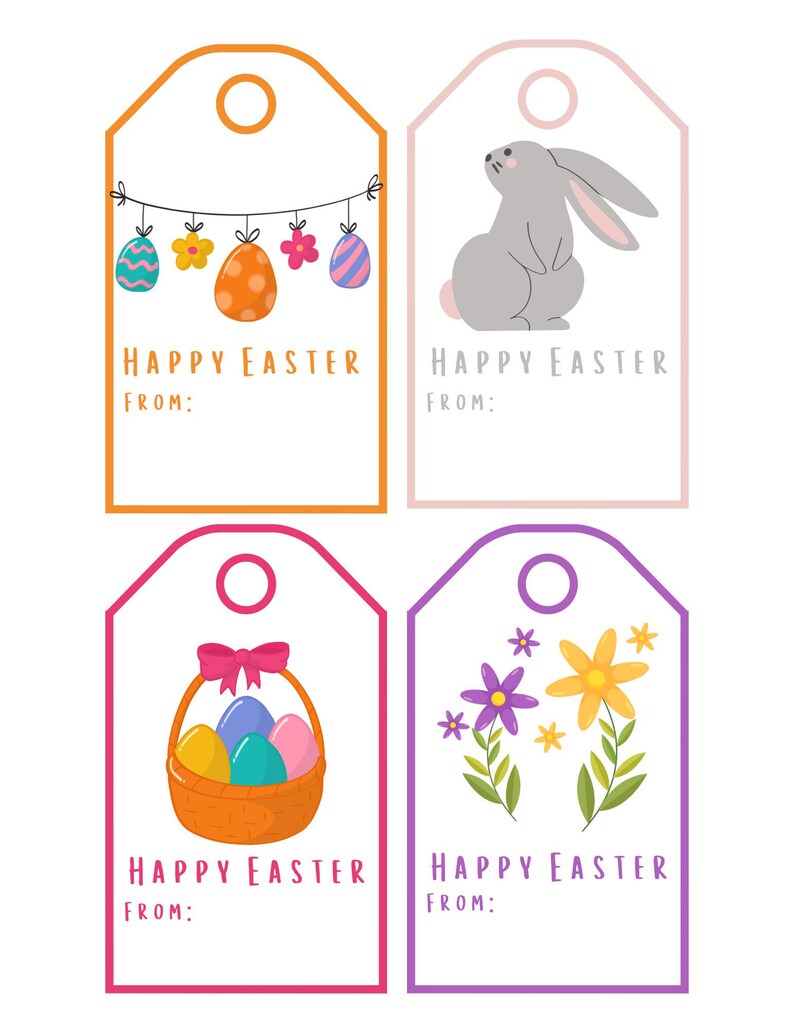 Easter Gift Tags Printable – Cute Easter Basket Tags for Kids – Spring ...