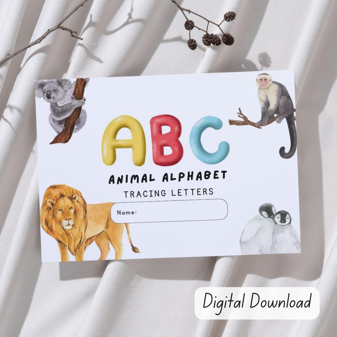 Animal Alphabet Worksheet for Preschoolers, Alphabet Tracing Worksheet ...