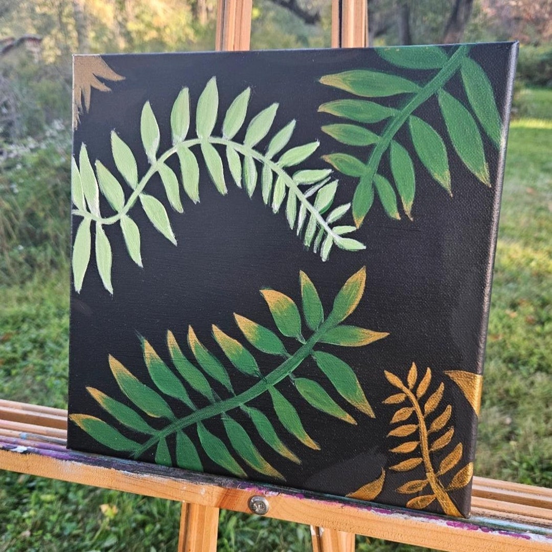 Modern Abstract Fern Painting, Original Artwork - Etsy