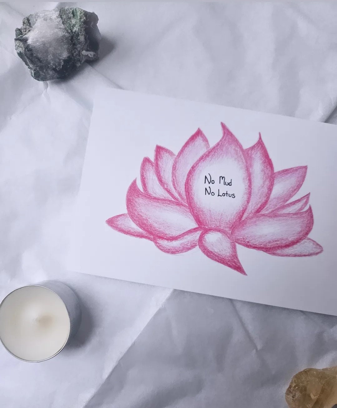 No Mud No Lotus Affirmation Art Print, Original Artwork, Matte Paper ...
