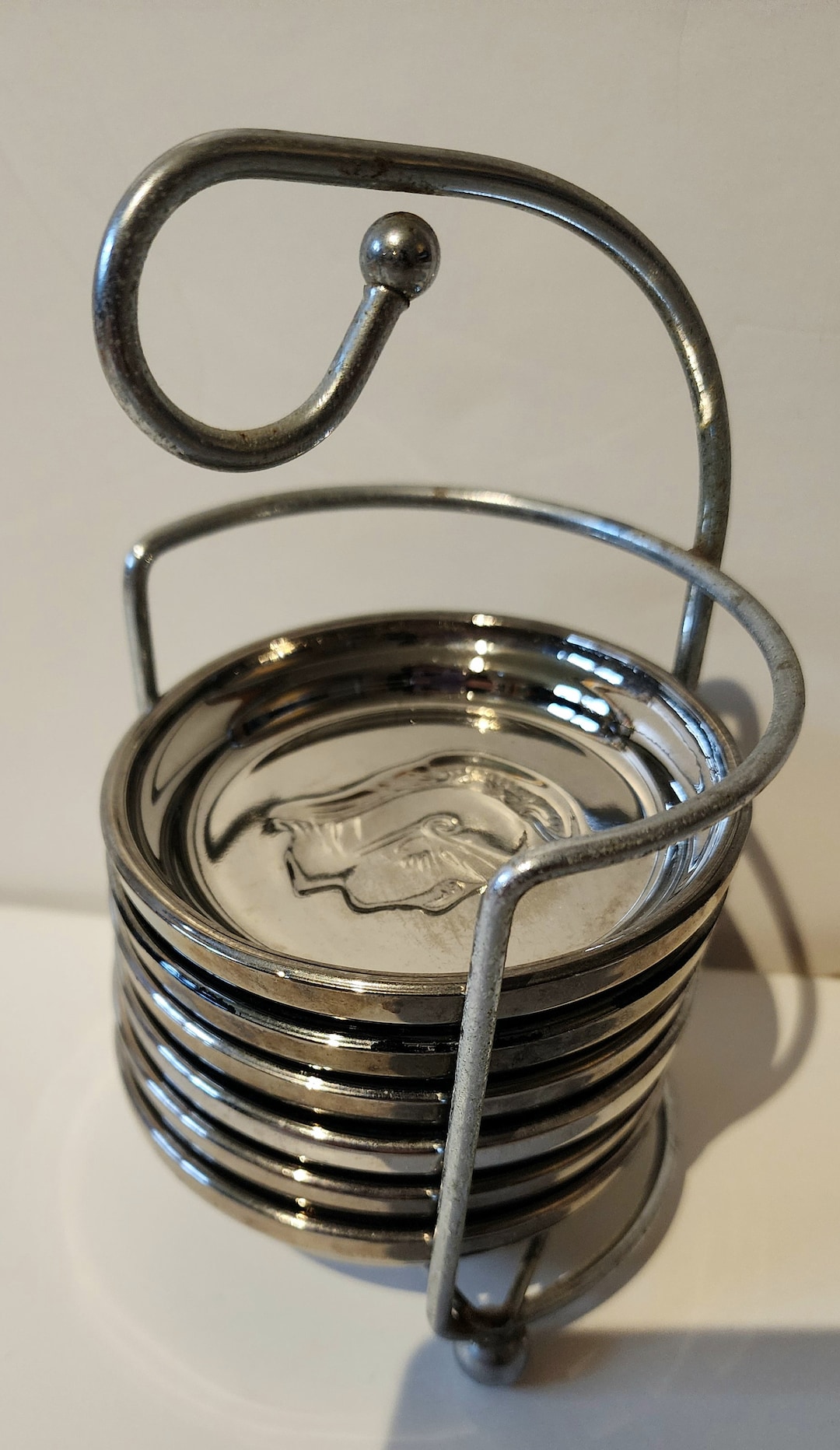 Queens Lusterware MCM Mercury Glass Coasters With Stand. Roman Spartans ...