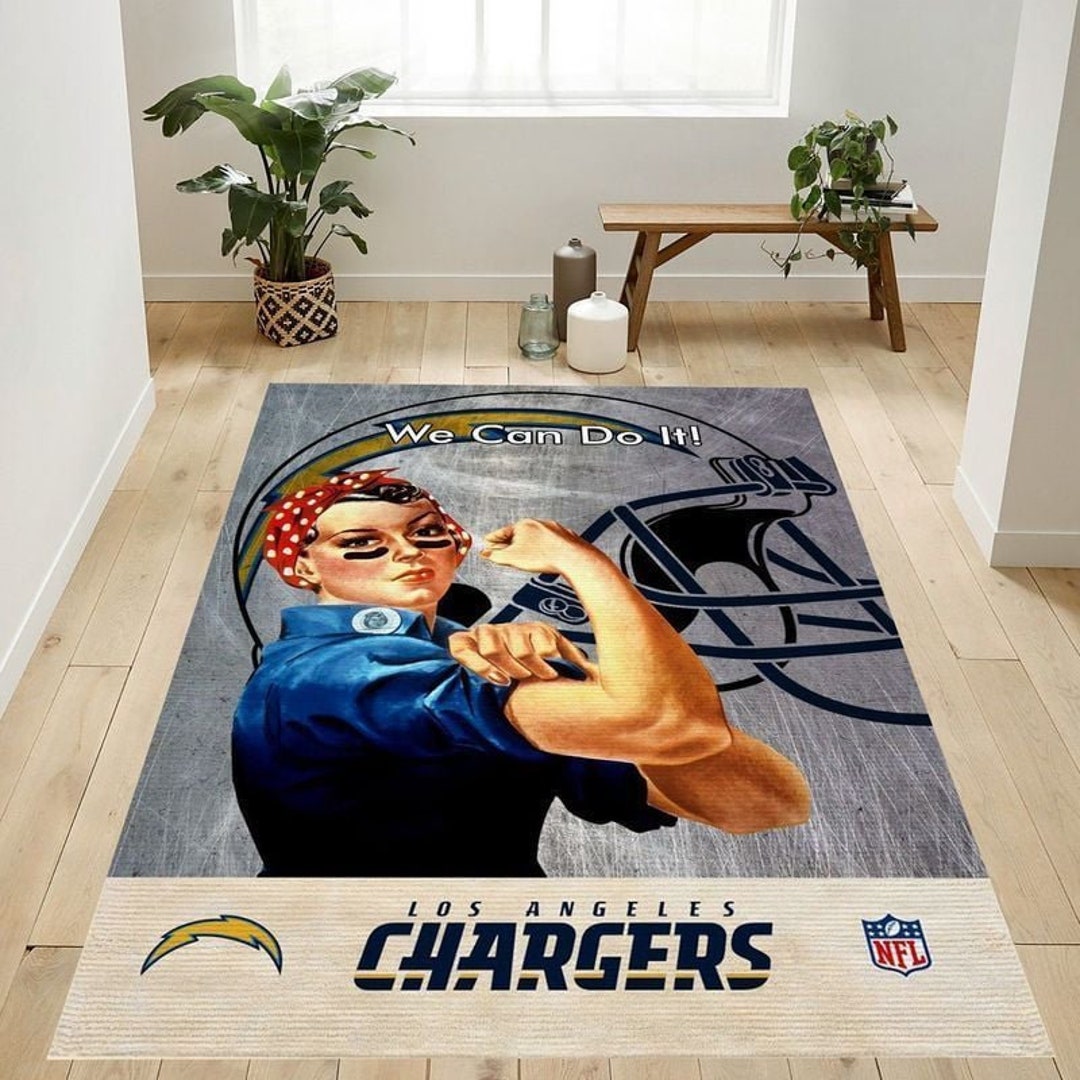 Rosie the Riveter LA Chargers Rug Living Room Floor Decor - Etsy