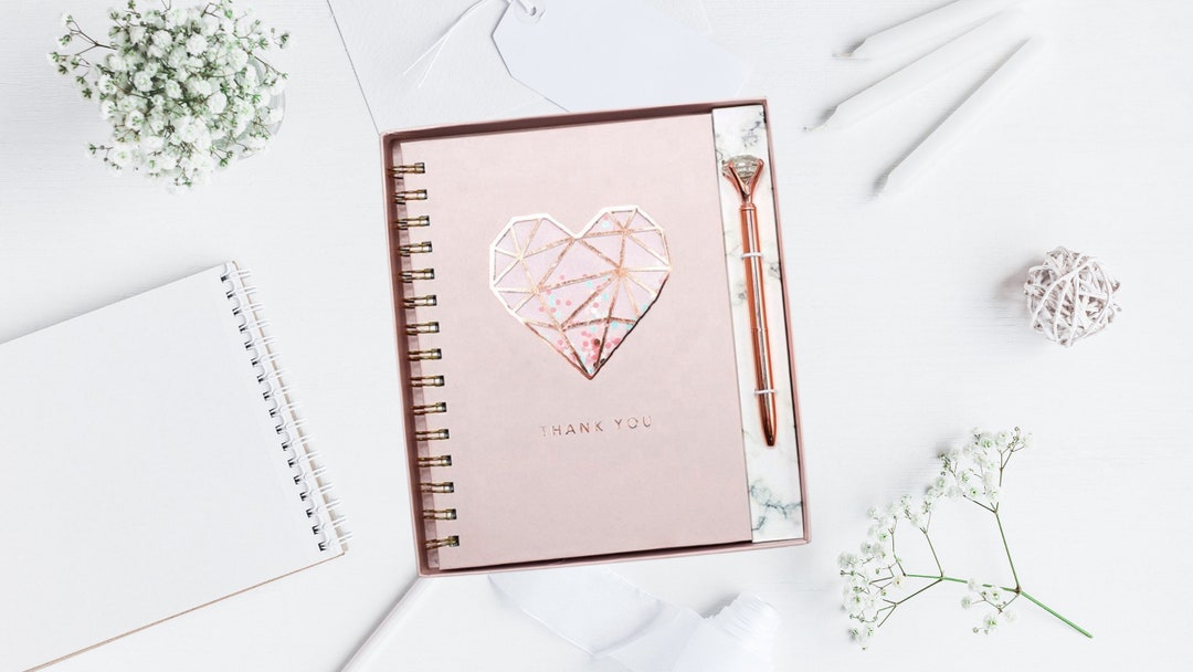 Luxury Rose Gold Foil Notebook Women Spiral Journal and Diamond Pen - Etsy