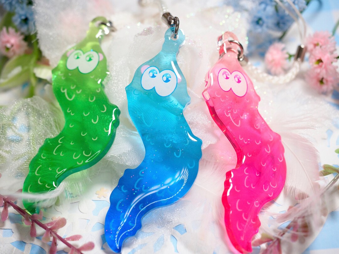 Colourful Worm on a String Acrylic Charm | Worm on a String - Etsy