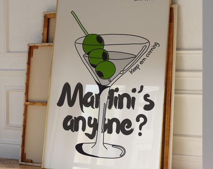 Martinis Anyone? Cocktail Poster | Bar Cart Wall Art | Modern Drink ...