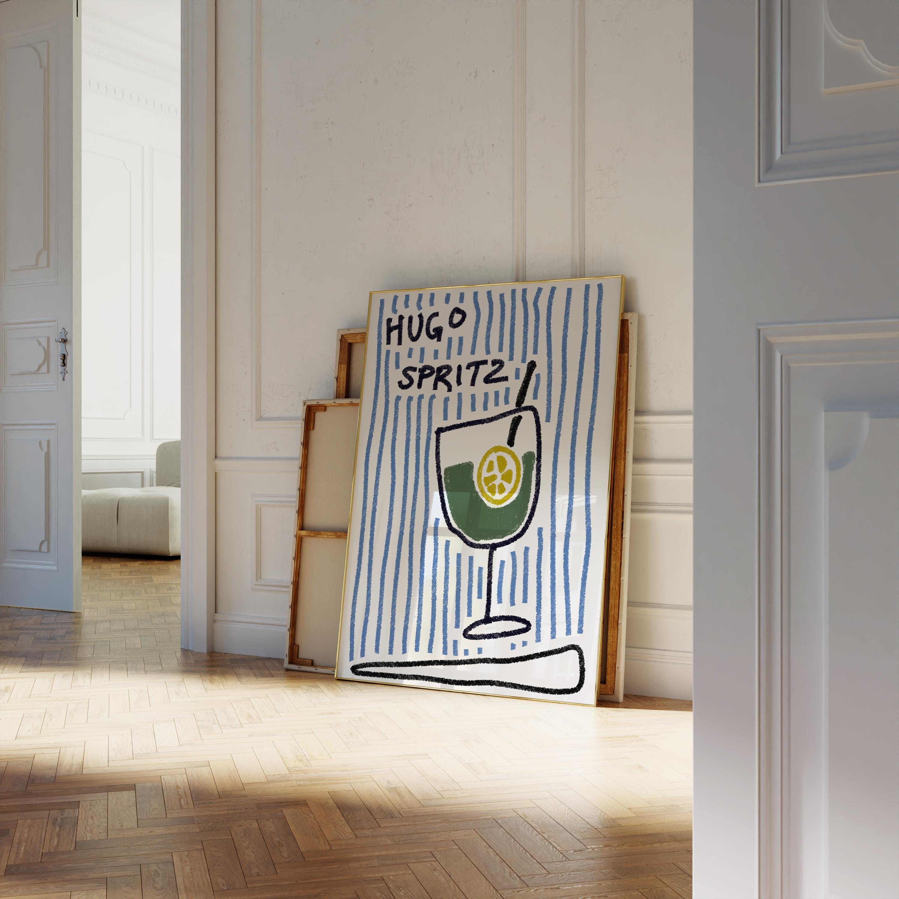 St. Germain Hugo Spritz Oil Pastel Poster - Chic Bar Cart Apartment ...