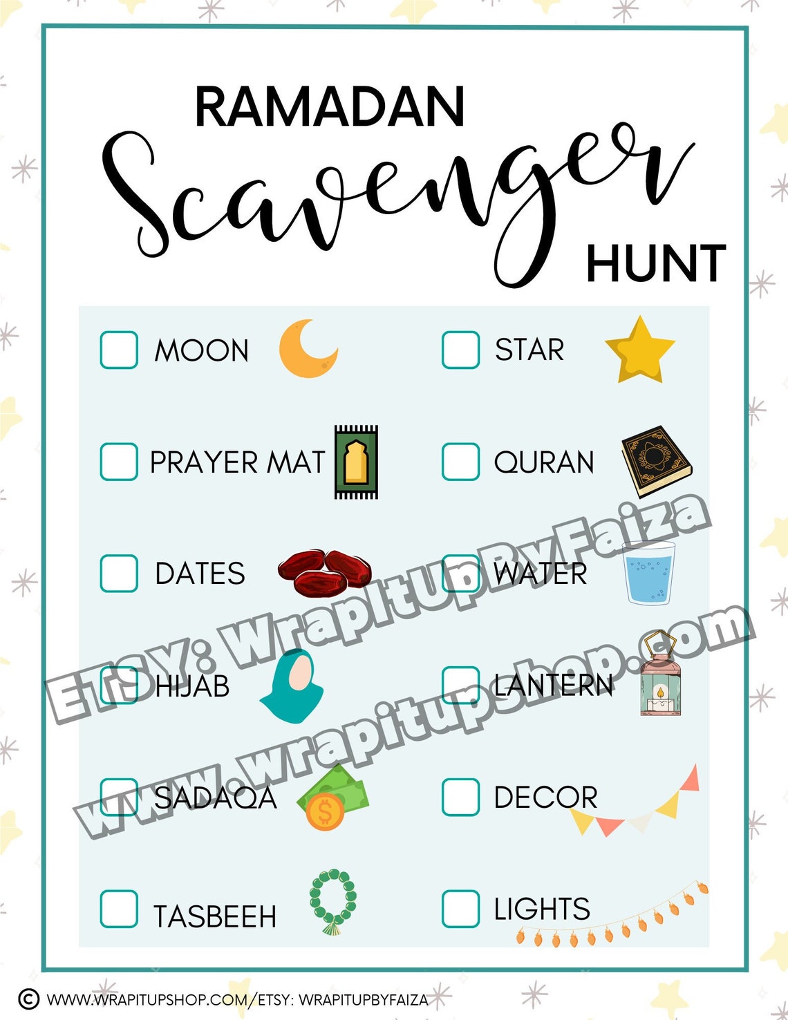 Ramadan Scavenger Hunt | Eid Party Game | Ramadan Party Game | Ramadan ...